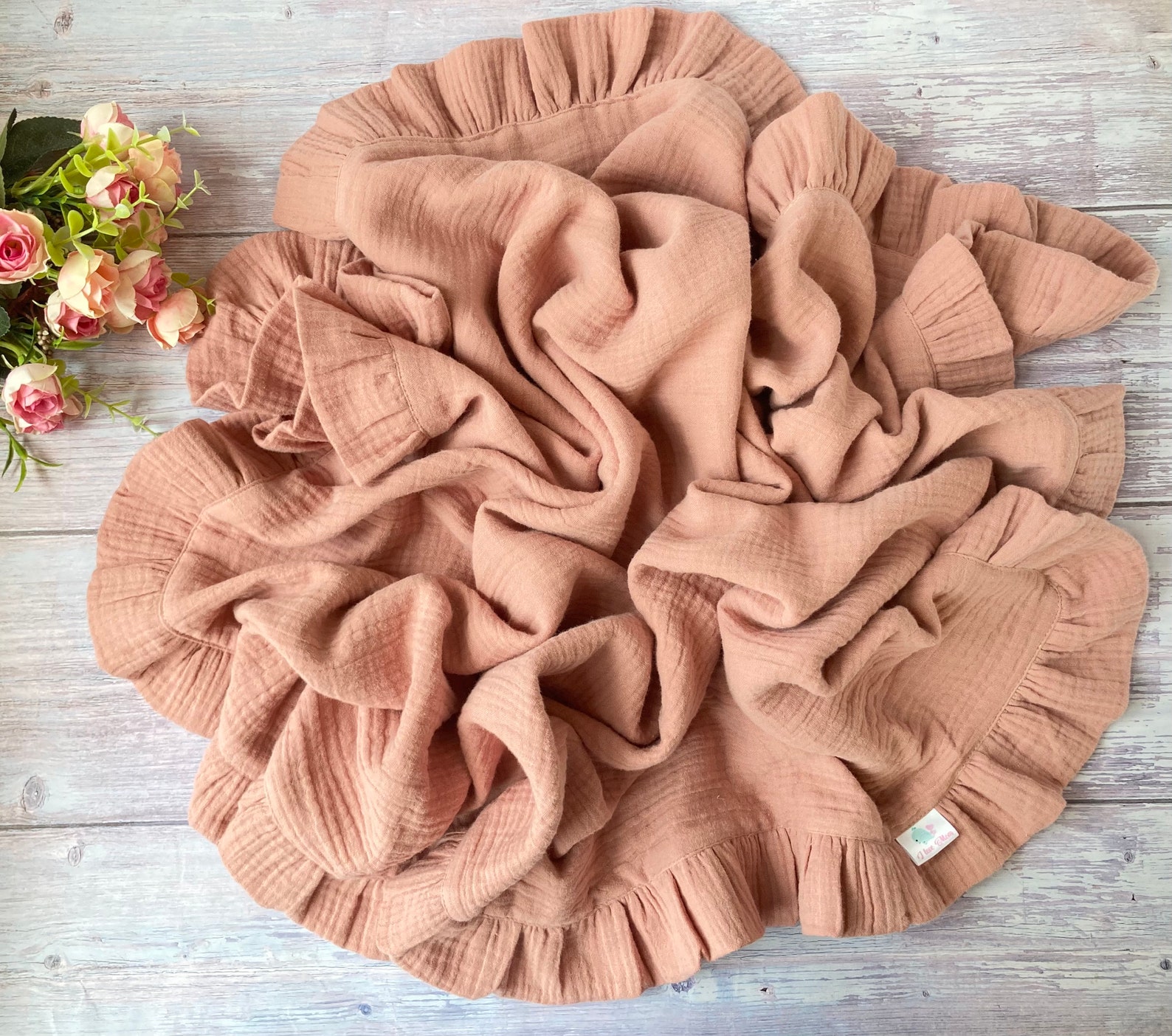 Personalized Baby Ruffle Blanket 4 Layer Gauze Muslin - Etsy