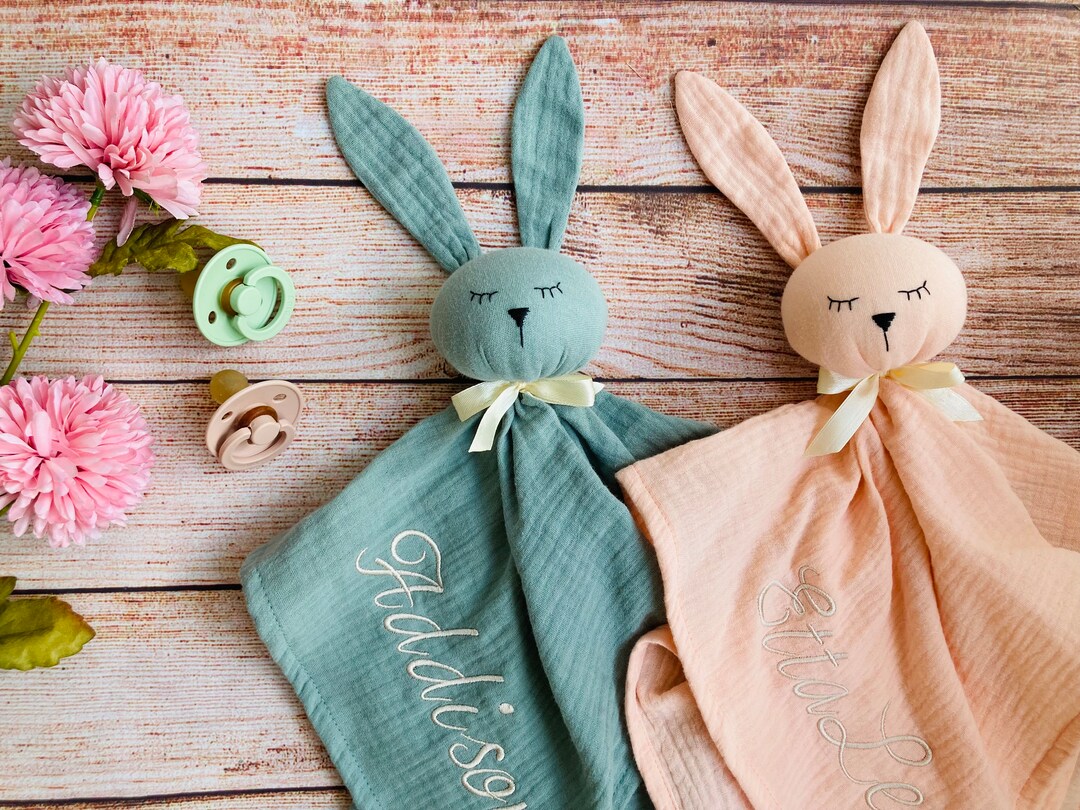 Personalized Bunny Security Blanket: Organic Cotton Baby Lovey - Etsy
