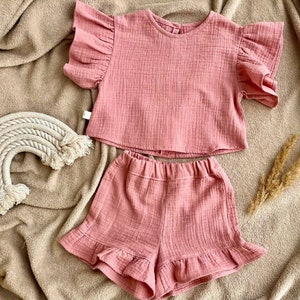 Toddler Girl Set Fashion Muslin Summer Baby Girl Kids Clothes Ruffle ...