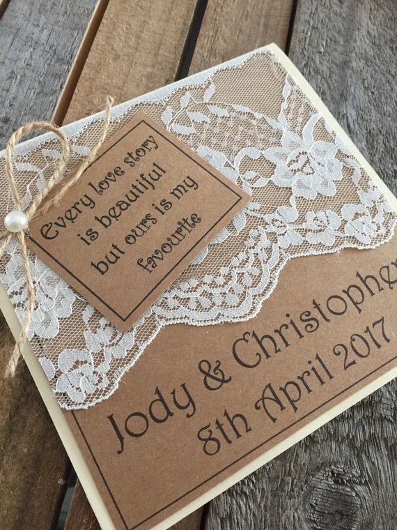Complete Set of 80 Rustic Wedding Invitations With Lace and | Etsy