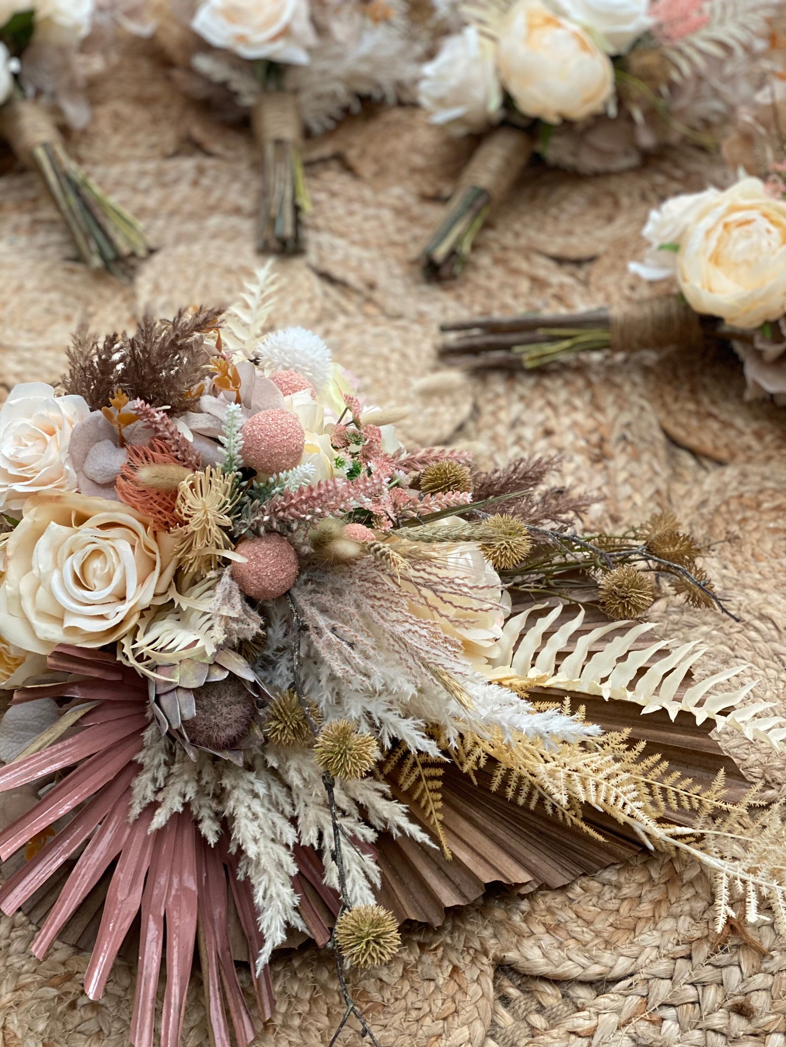 Boho Dusty Pink and Champagne Wedding Bouquet Set | Etsy