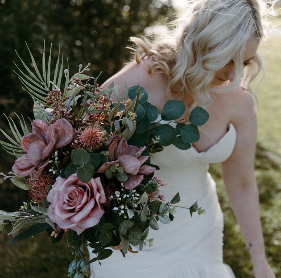 Artificial Dusty Pink Wedding Bouquet - Etsy