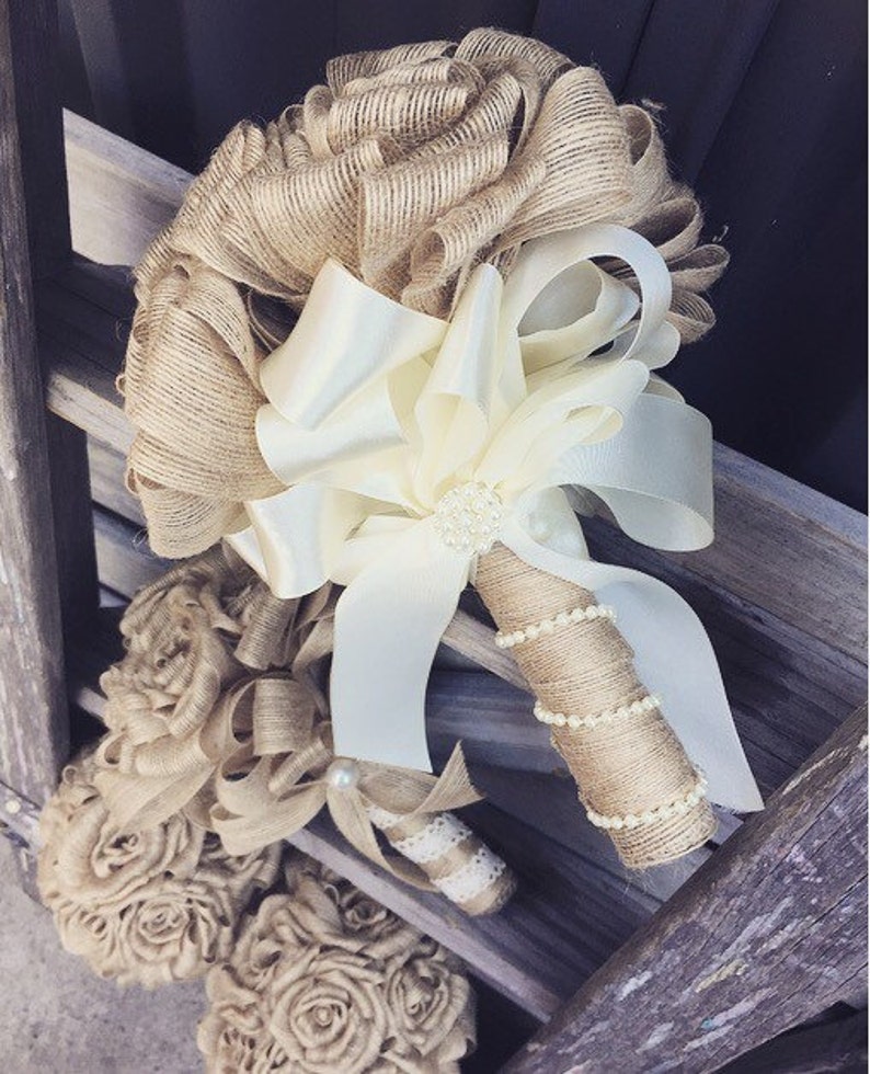 Forever Keeps Artificial Bridal Party Hessian Flower Bouquet - Etsy