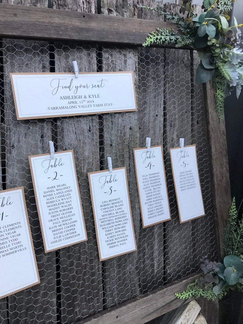Rustic Table Seating Plan | Etsy