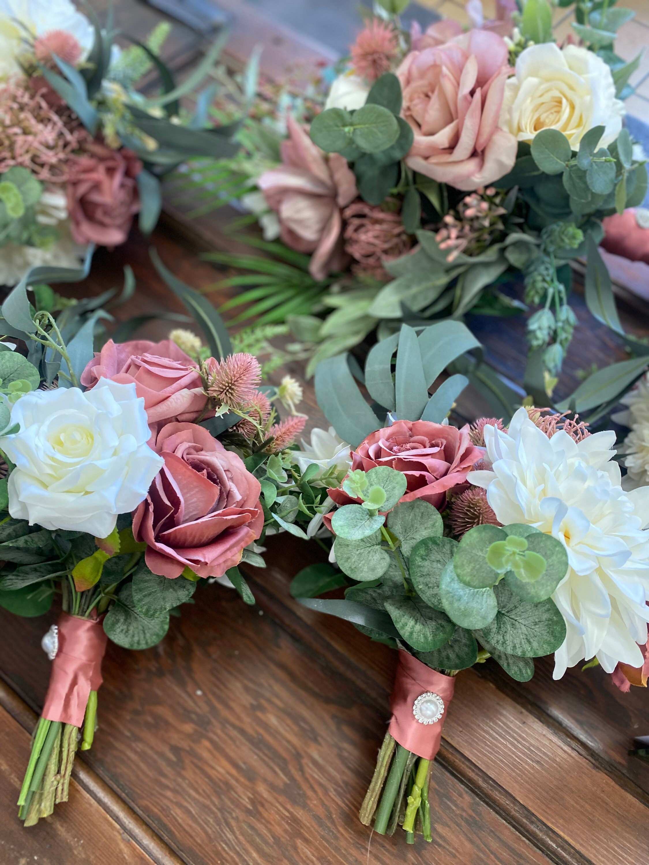 Artificial Dusty Pink Wedding Bouquet - Etsy