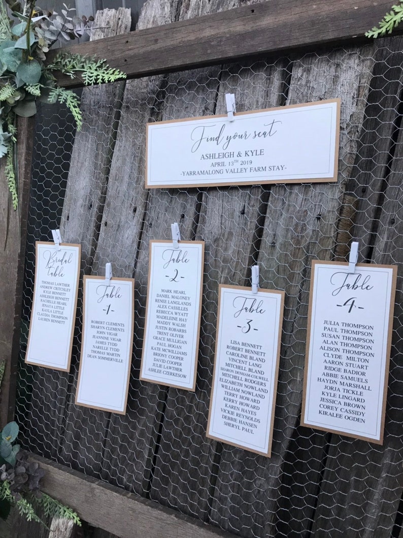 Rustic Table Seating Plan | Etsy