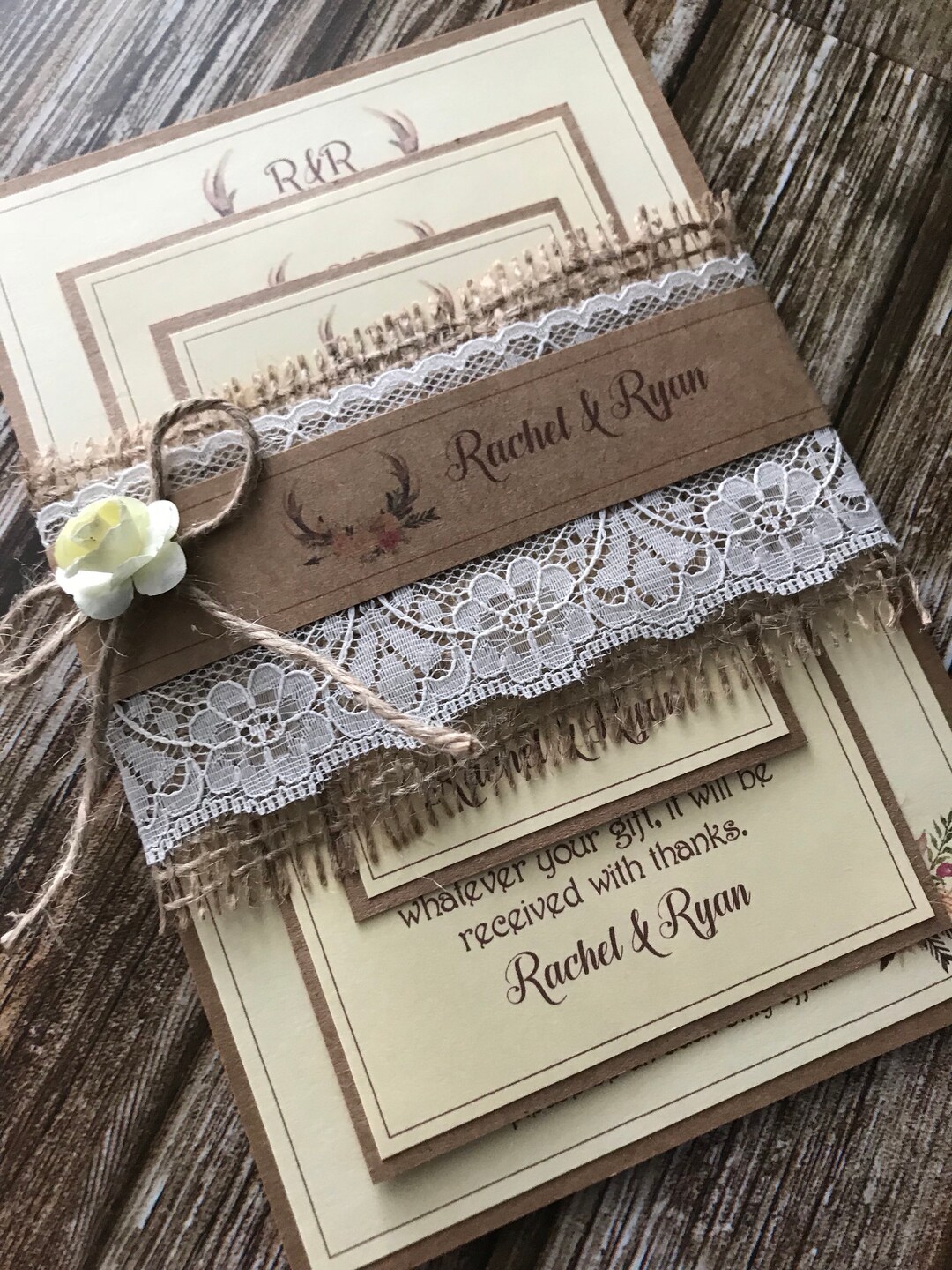 DIY Rustic Wedding Invitation Pack X50 - Etsy
