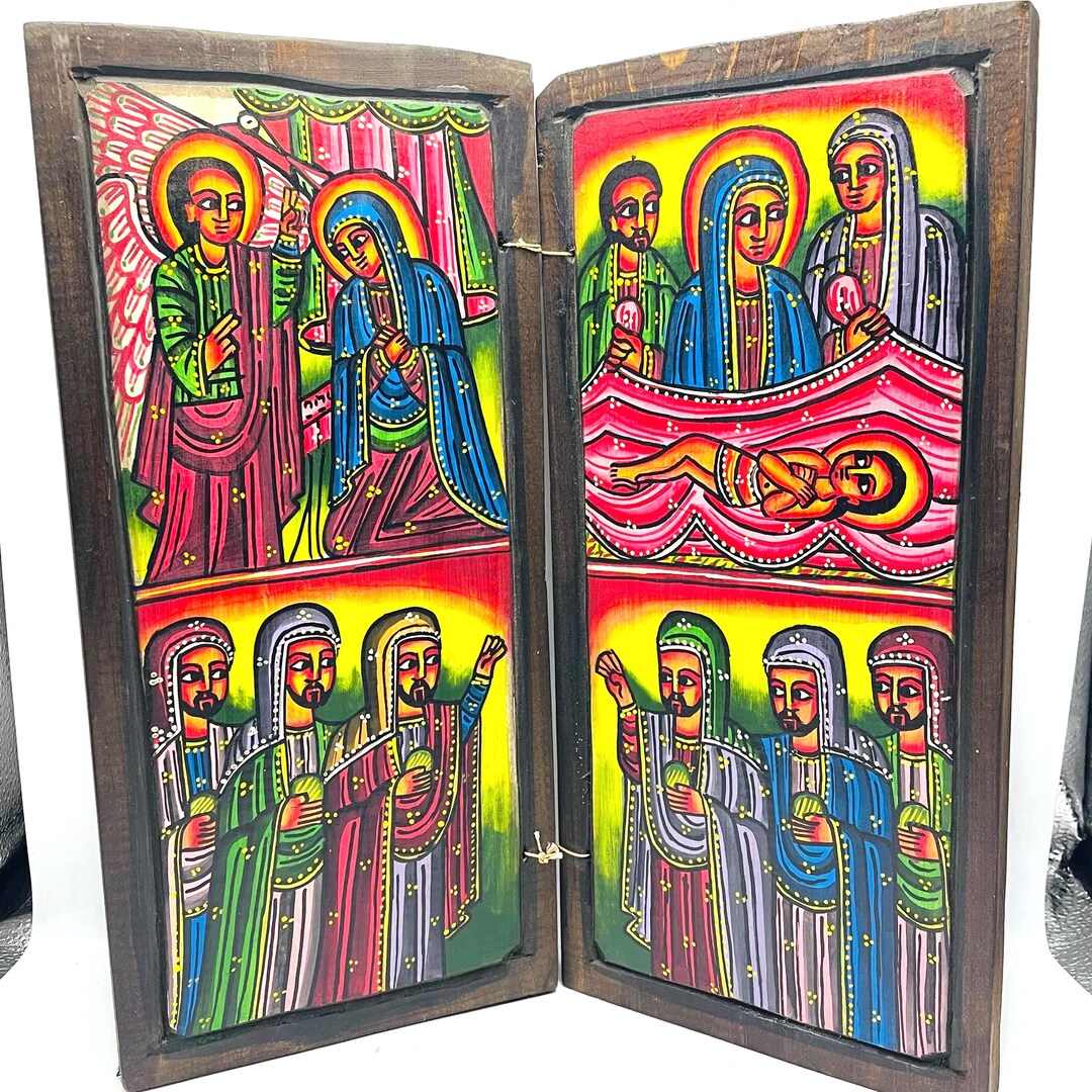 Big Ethiopian Wooden Icon Hand Painted African Art Christian Ethnic ...
