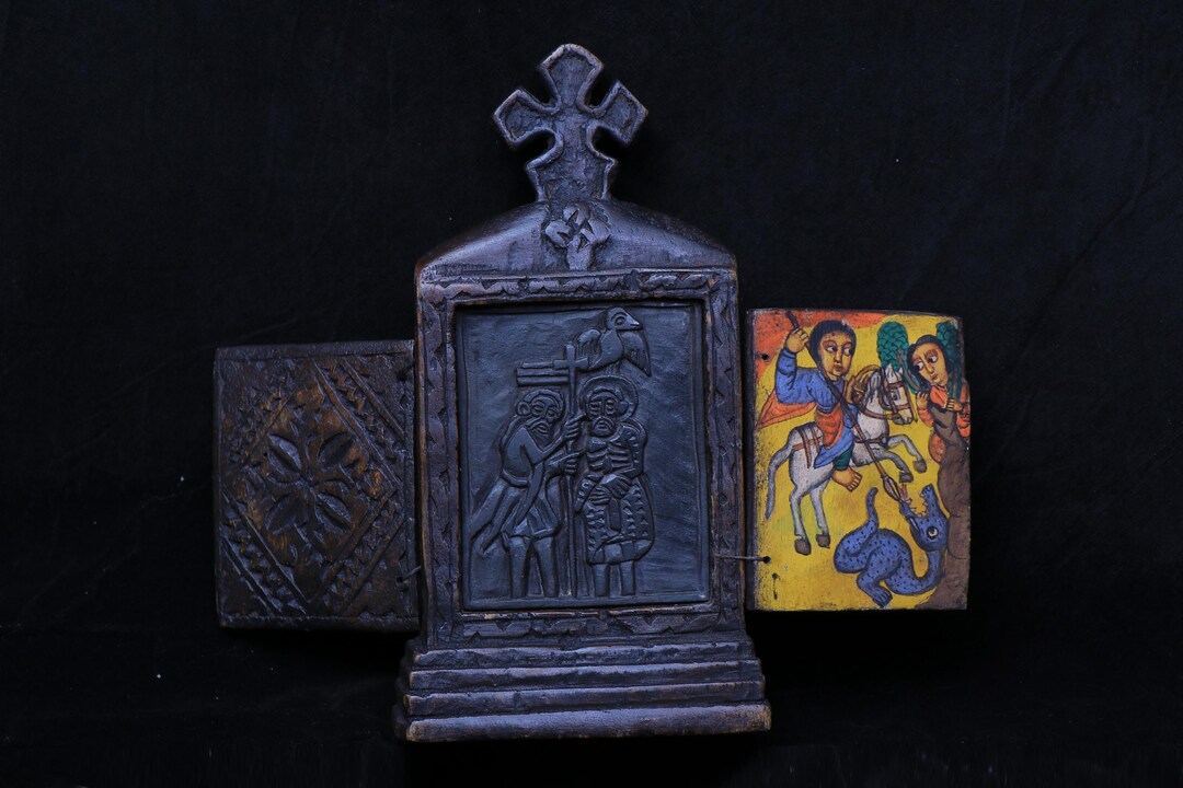 Ethiopian Coptic Wood Icon: Vintage Christian Icon Handmade Aksum ...