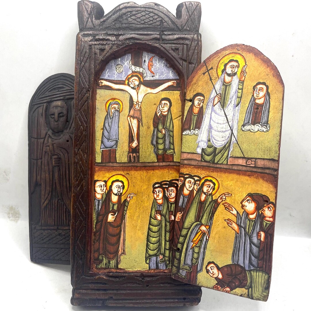 Vintage ETHIOPIAN Orthodox Coptic Hand Carved Wood Icon From Aksum Hand ...