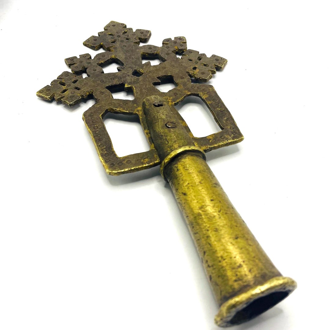 Rare Vintage Ethiopian Orthodox Icon Cross Handmade Processional Coptic ...