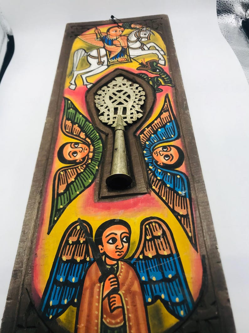Ethiopian Wooden Icon Cross Hand Painted African Art Christian Ethnic ...