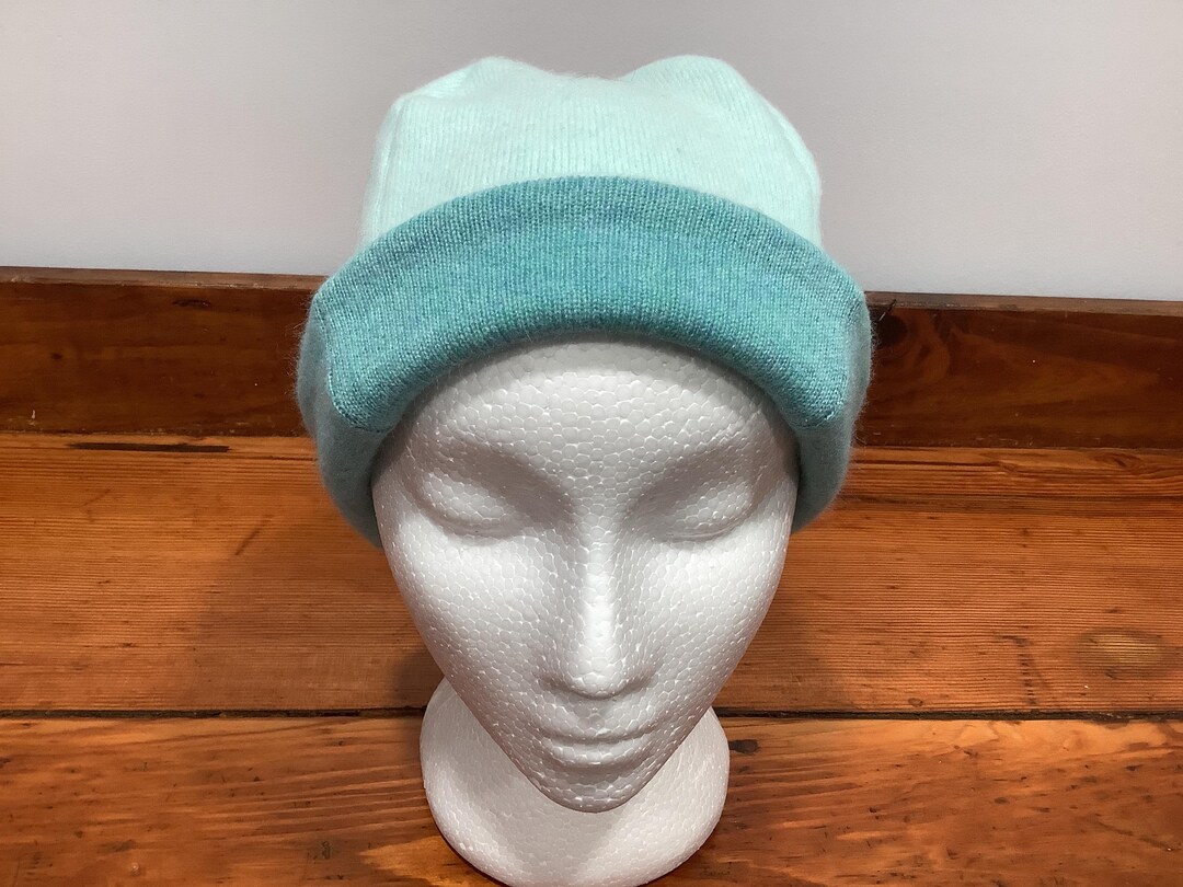 Upcycled Reversible Green Cashmere Cisco Hat #11. Repurposed Pure ...
