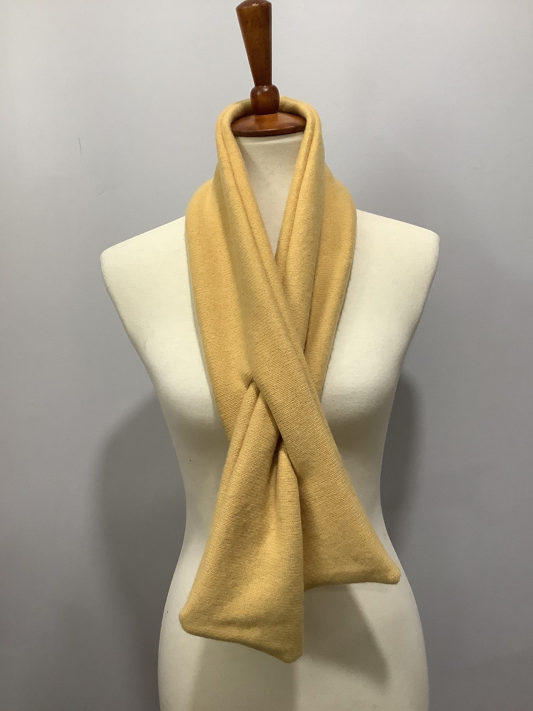Upcycled Soft Yellow Cashmere Keyhole Scarf #25. Repurposed Pure ...