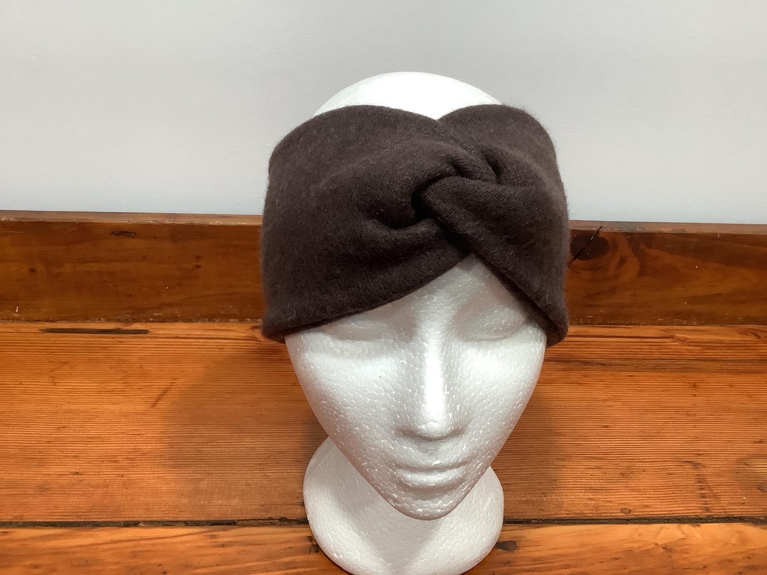 Upcycled Dark Brown Cashmere Twist Headband #131. Repurposed Pure ...