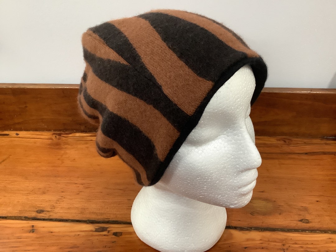 Upcycled Brown and Black Tiger Stripes Cashmere Cisco Hat 31 ...