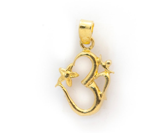 Vintage OM Universal Symbol Charm in 24K Gold Plated 925 Silver Pendant ...