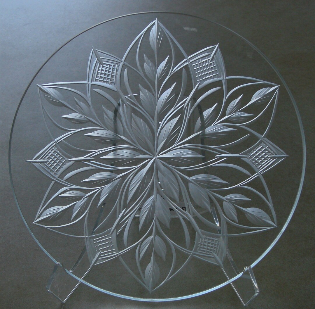Art Glass Plate, Hand Engraved, Pilgrim Glass Plate, Abstract Plate ...