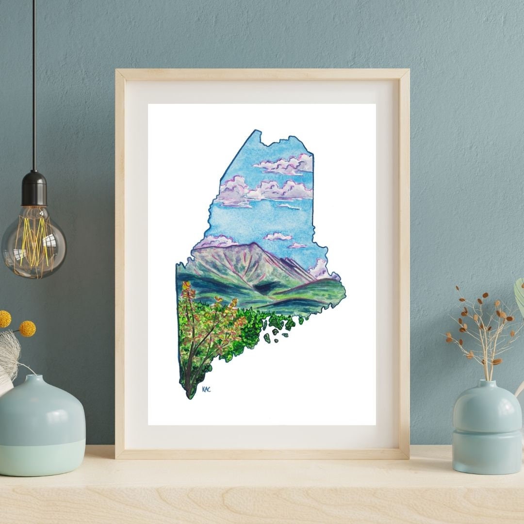 Mt Katahdin, Maine Original Watercolor Painting - 9x12 Appalachian ...