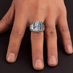 Silver Virgin Mary Ring|mary Jesus Men Ring|signet Religious Ring|oval ...