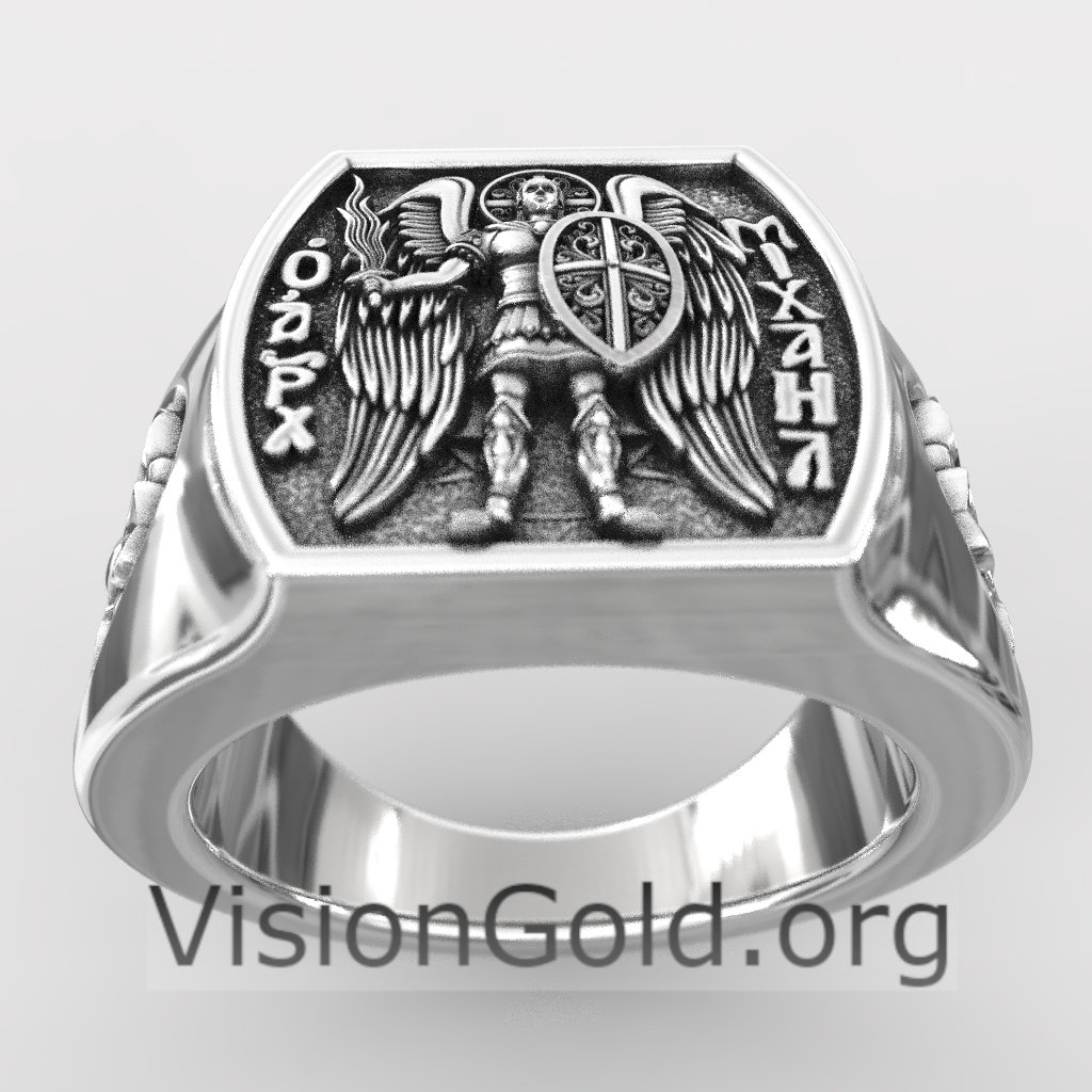 Archangel Saint Michael Ring, 925 Silver St Michael Ring, Men's ...