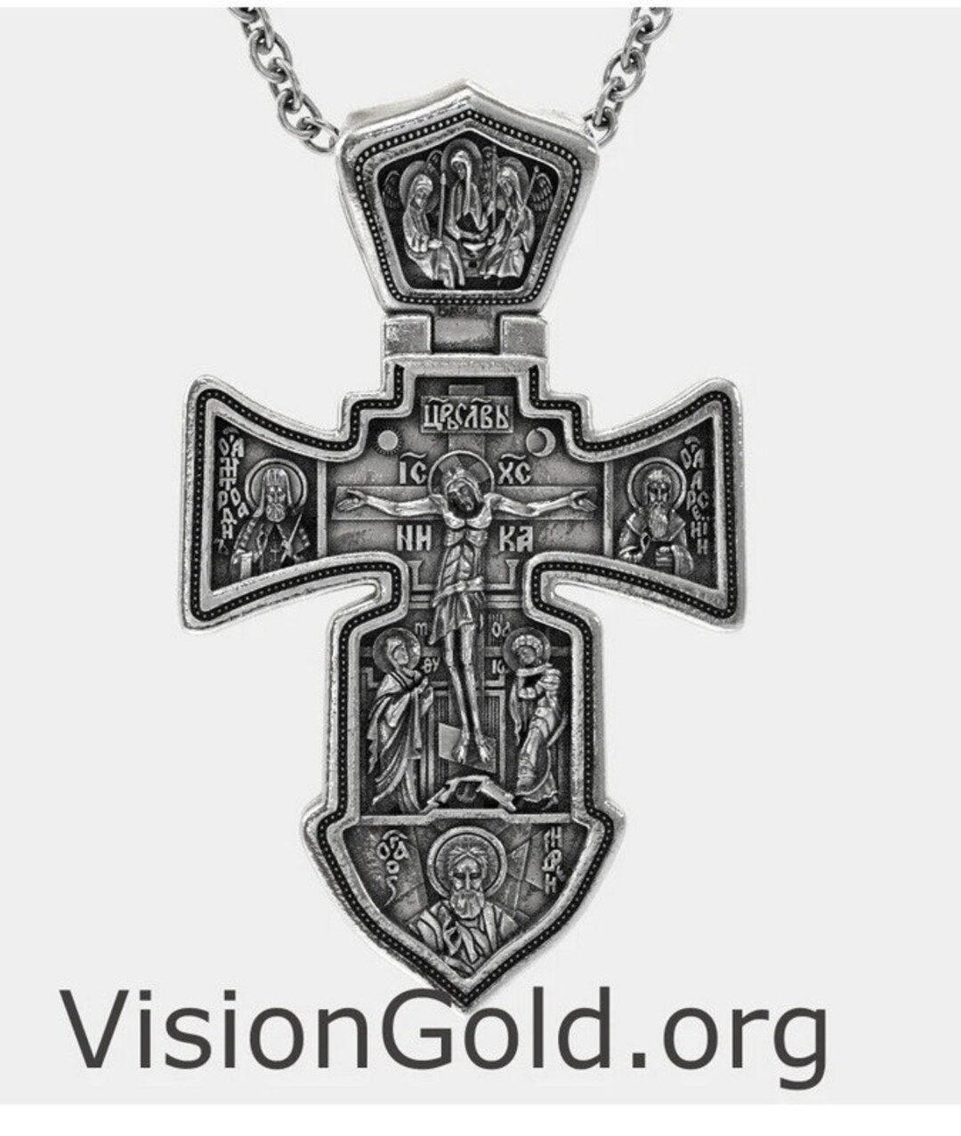 Large Jesus and Saint Archangel Michael Cross Necklace 0454 - Etsy