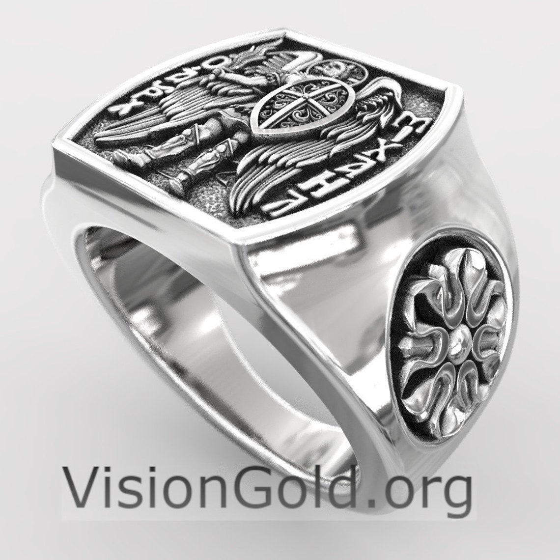 Archangel Saint Michael Ring 925 Silver St Michael Ring - Etsy