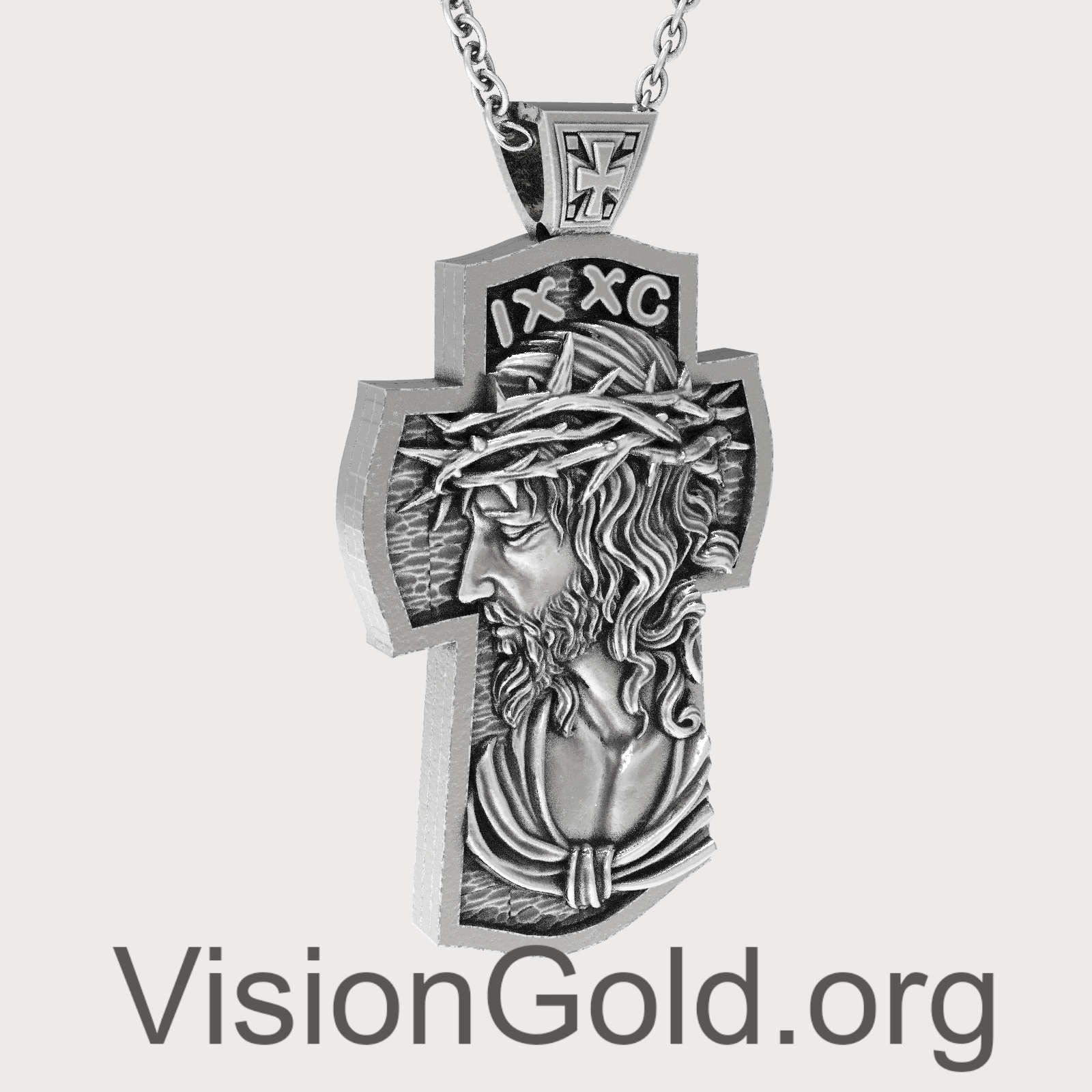 Jesus Crucifix Necklace Christ Jesus Cross Pendant Religious Mens ...