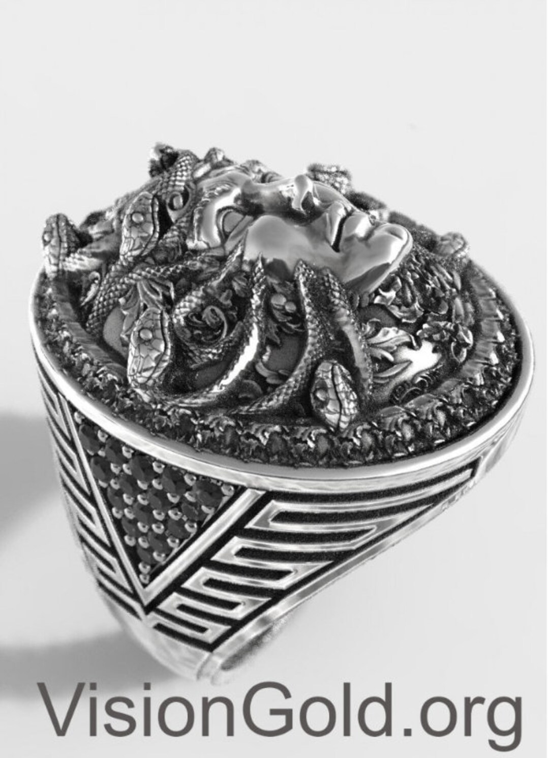 Gorgon Medusa Handmade Silver Men Biker Ring, Greek Mythology Ring ...
