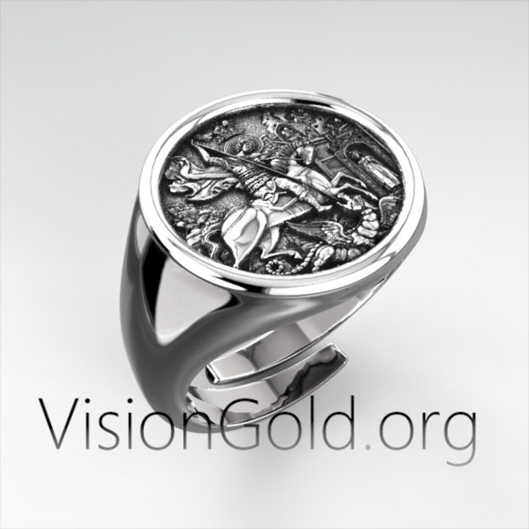 Saint George Sterling Silver Ring, Man Signet Ring, Jewelry for Men ...