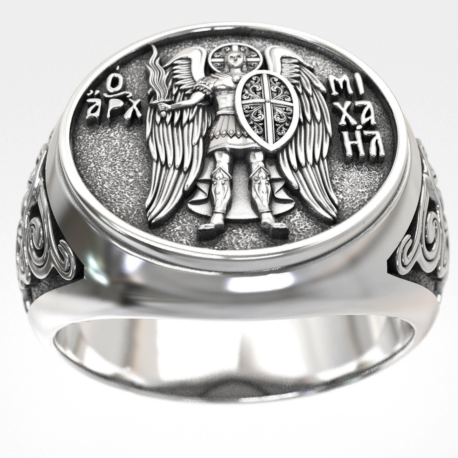 Saint Michael the Archangel Signet Ring 0108 - Etsy