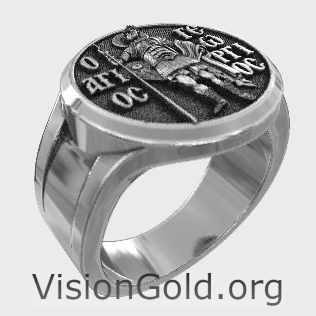 Silver Saint George Signet Ring Christian Jewelry Religious - Etsy