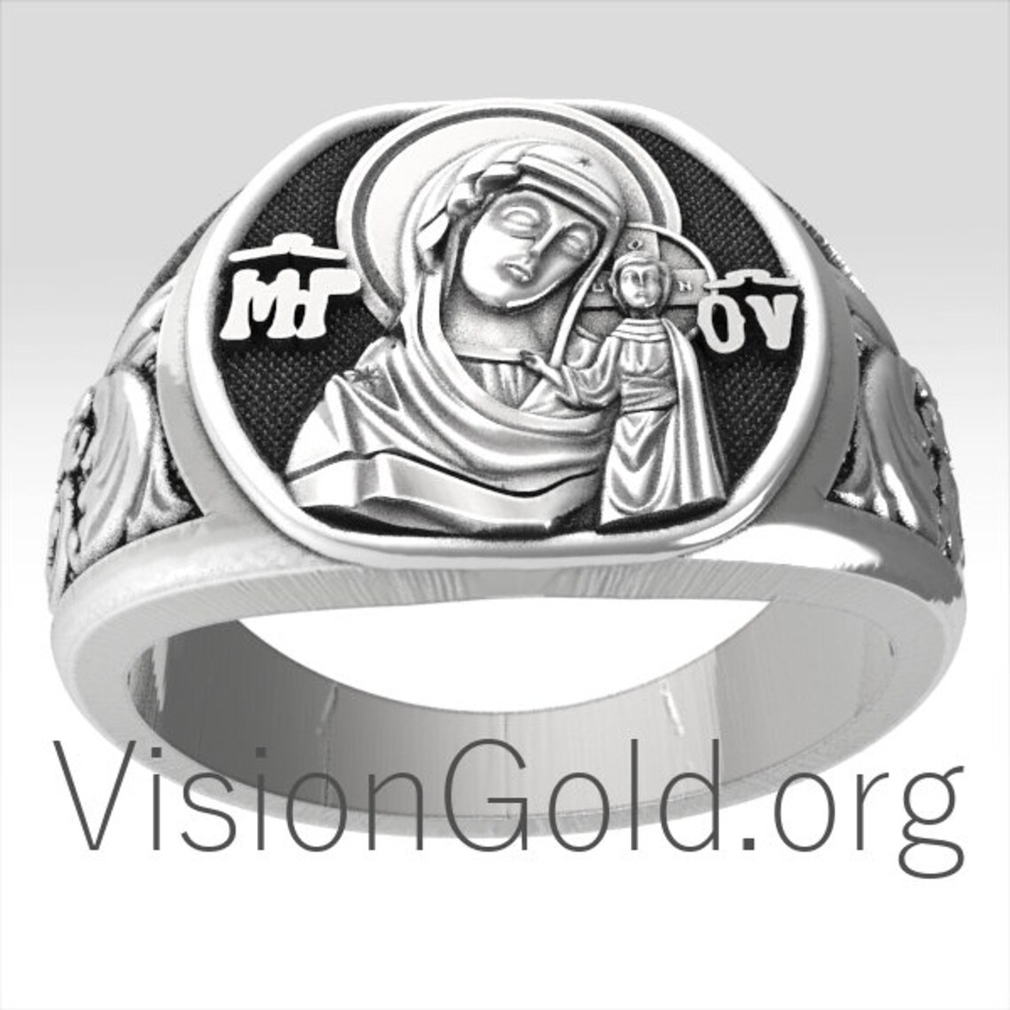 Silver Virgin Mary Ringmary Jesus Men Ringsignet Religious - Etsy