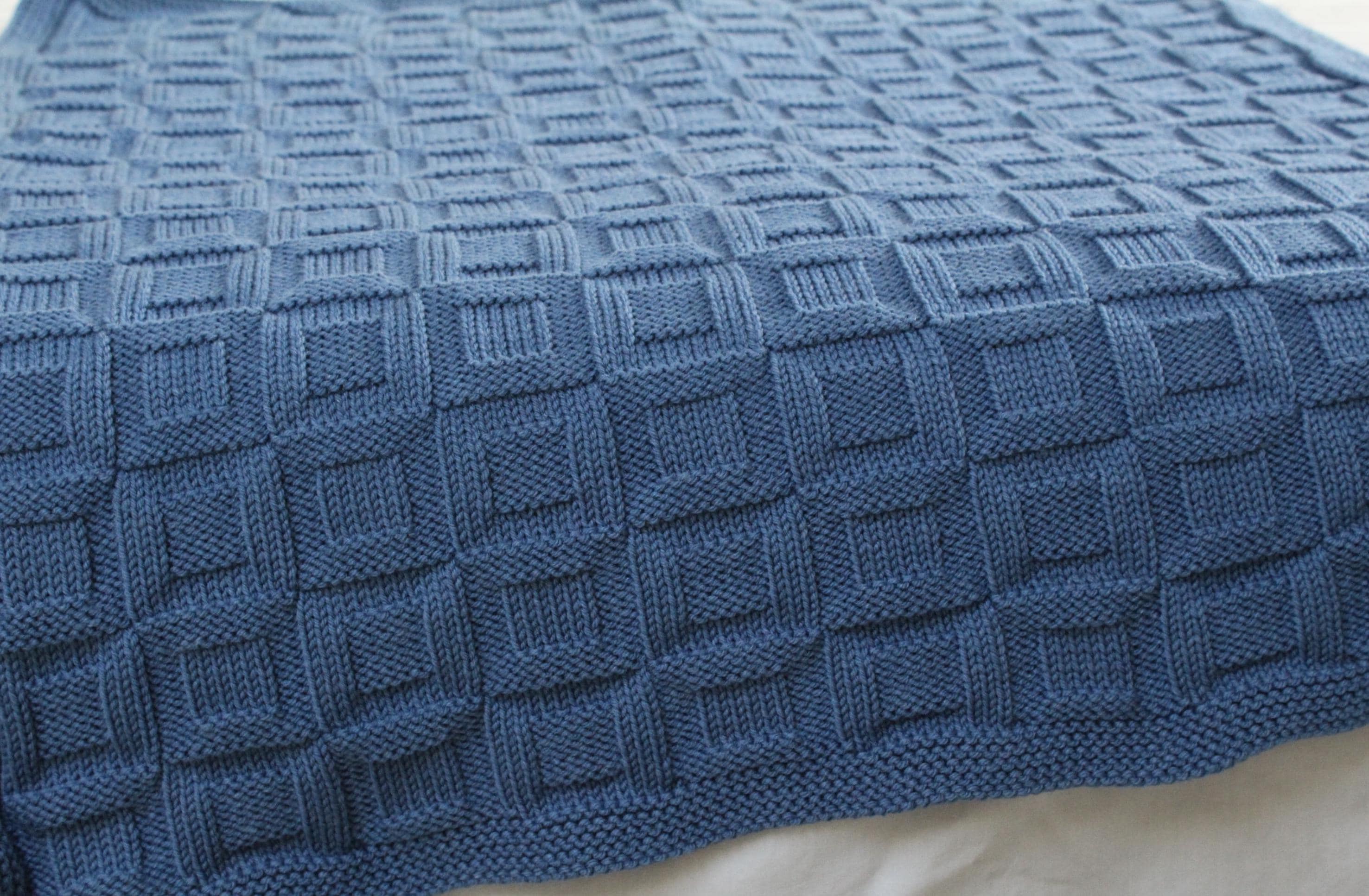 Squarely Reversible Baby Blanket Knitting Pattern - DK Baby Blanket ...