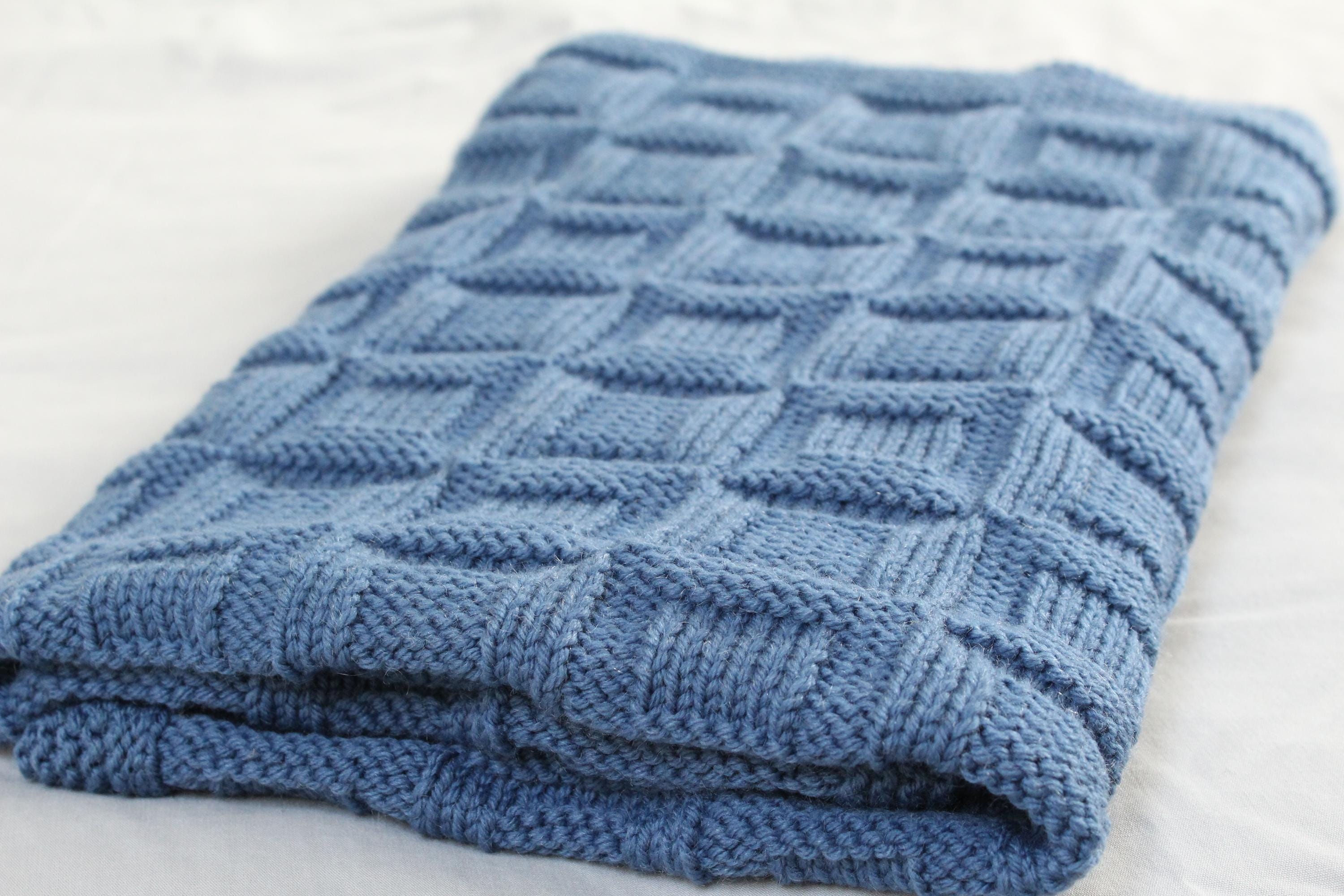 Squarely Reversible Baby Blanket Knitting Pattern - DK Baby Blanket ...