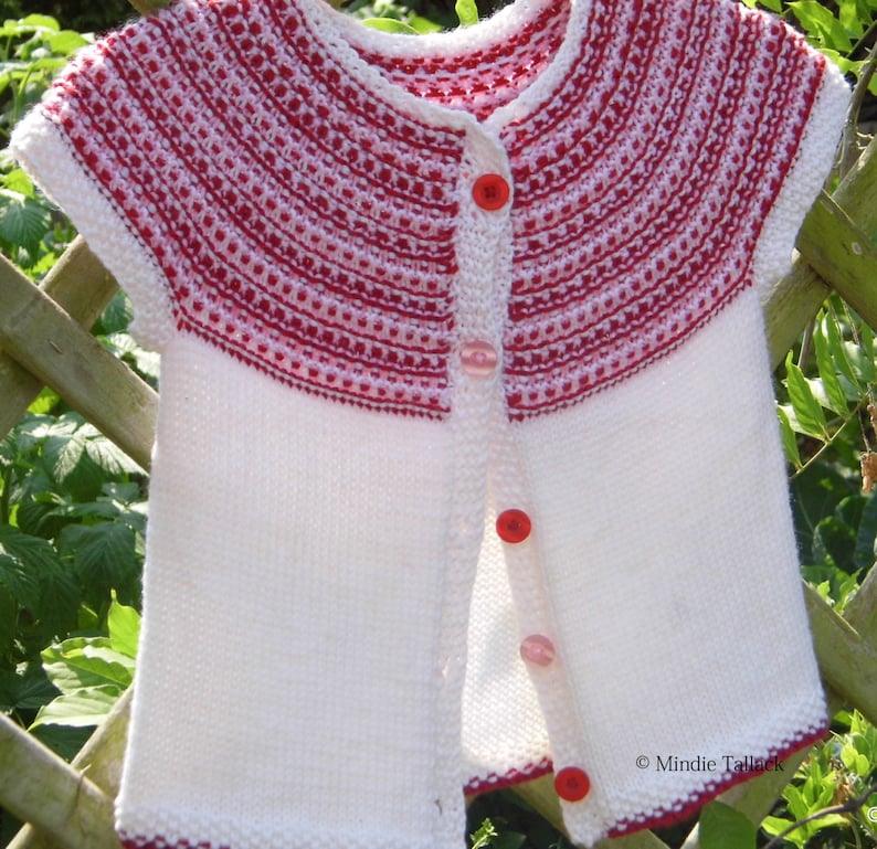 Girls Yoke Cardigan Knitting Pattern, Menet Knitting Pattern, Top-down ...