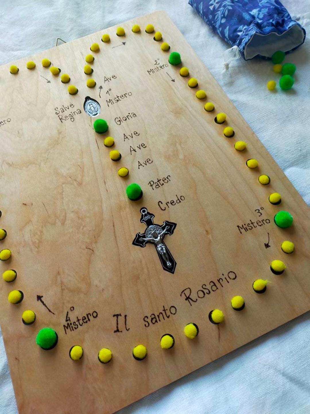 Wooden Rosary Board for Children With Prayer Marker Kit, Pyrographed ...
