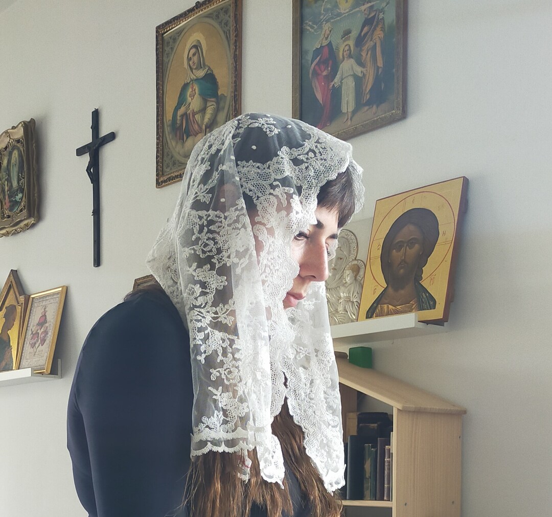 Catholic Chapel White Silvery Veil our Lady of the Pillar - Etsy