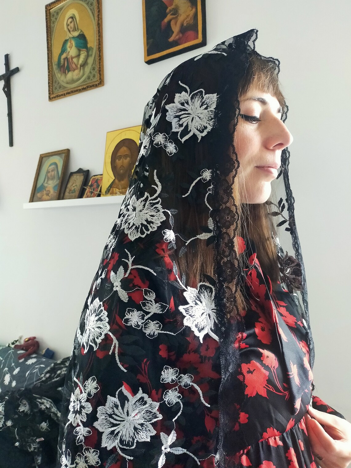 Rectangular Lace Veil to Attend Holy Catholic Mass, Chapel Veil Various ...