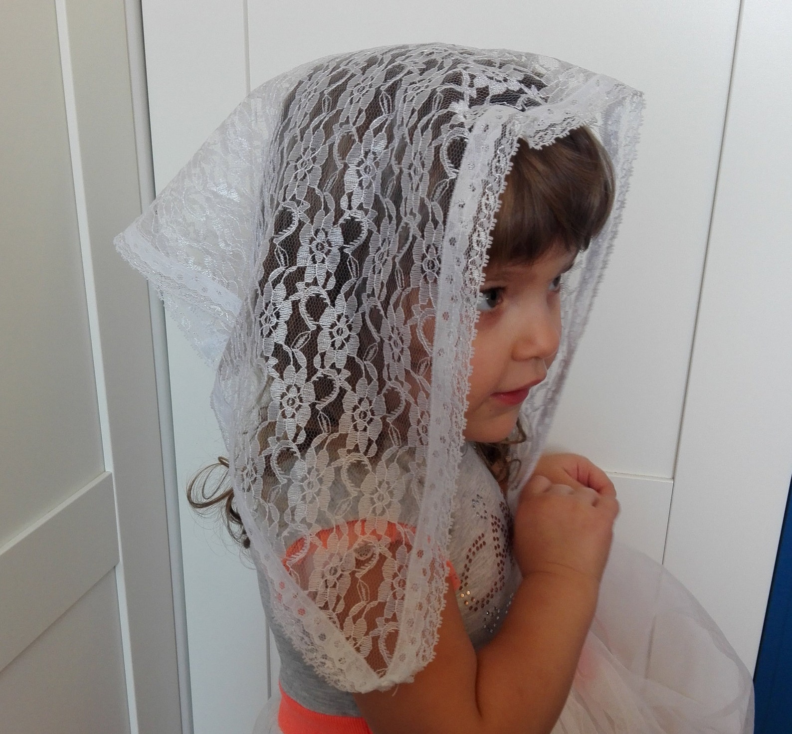 Triangular Baby Girl Lace Veil to Attend Holy Catholic Mass - Etsy UK