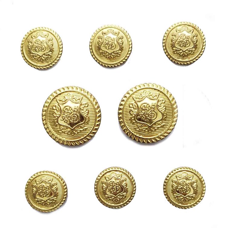 Evan Picone Blazer Buttons Set Gold Brass Shank Shield Pattern - Etsy