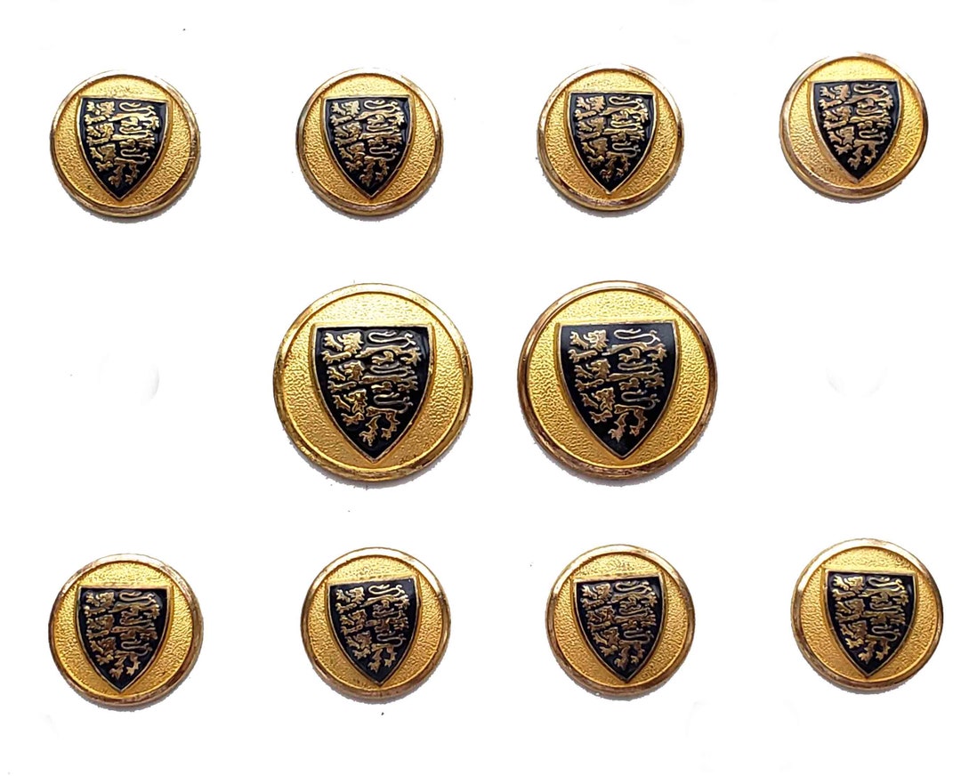 9CT Gold Holland & Sherry England Blazer Buttons Set Gold Navy Blue ...