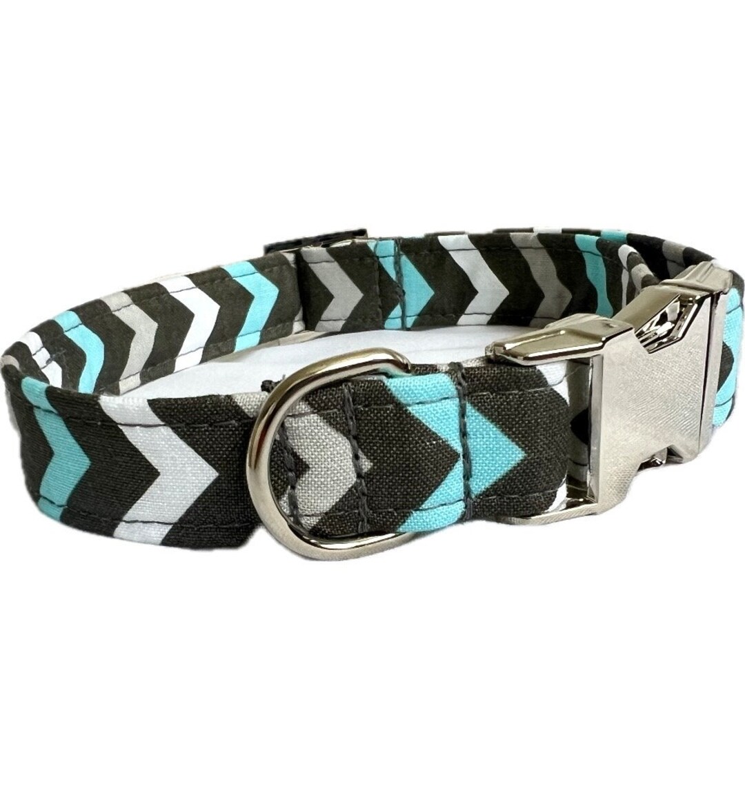 Mini Blue and Grey Chevrons Dog Collar, Optional Lead - Etsy