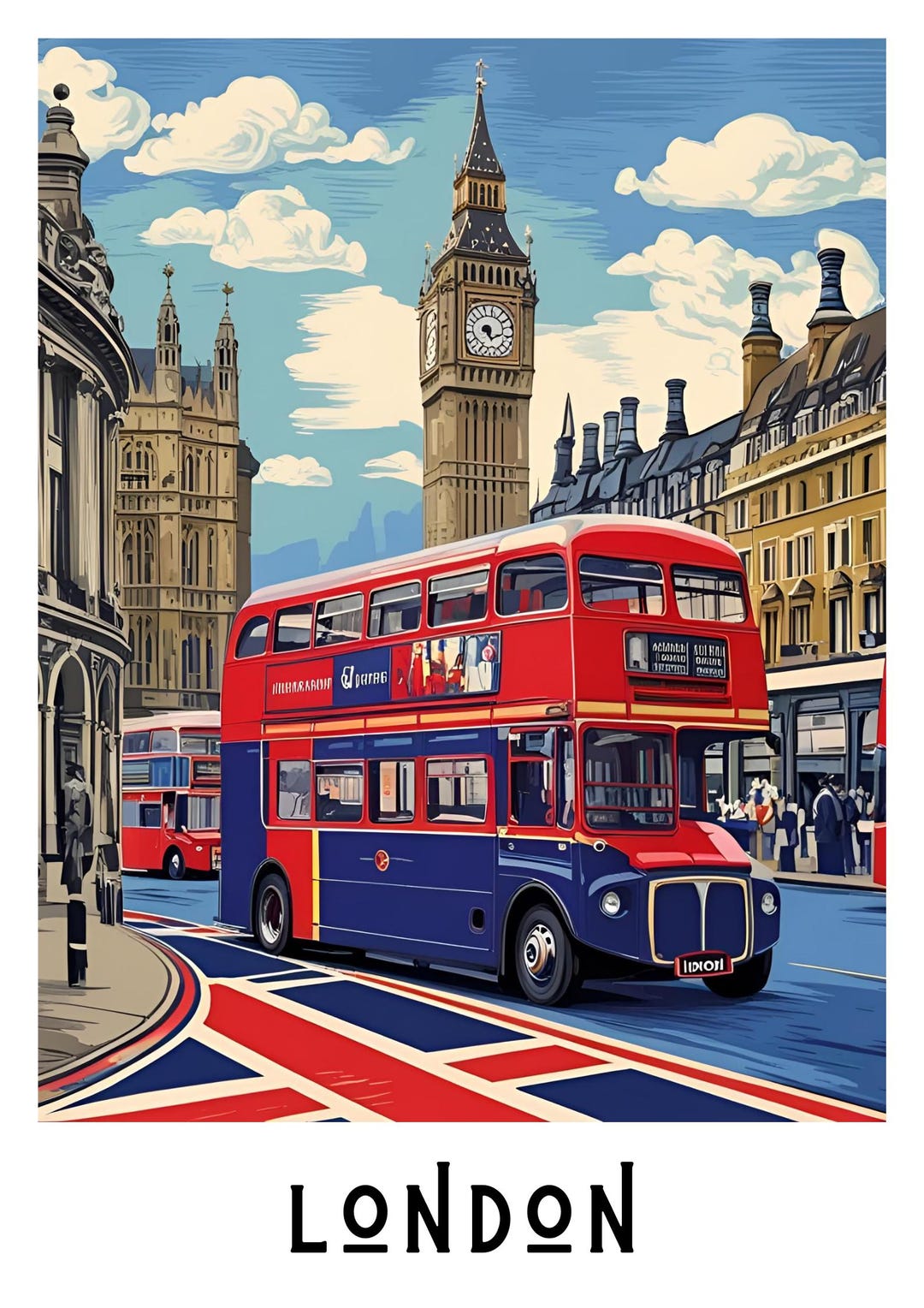 Picasso Inspired London Art Print: Colorful Cityscape Poster (digital ...