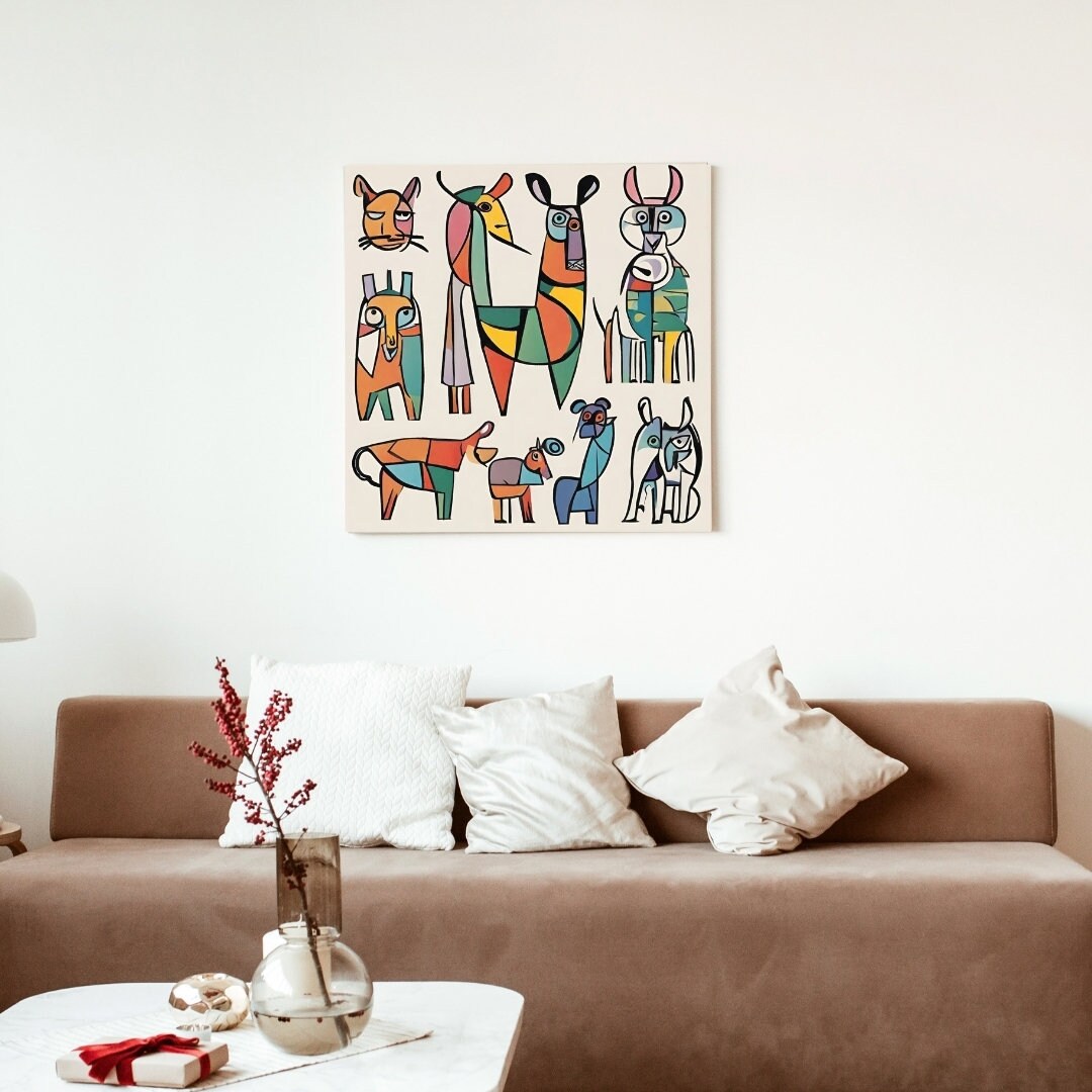 Picasso Inspired Colorful Animals Poster: Abstract Wall Art (digital ...
