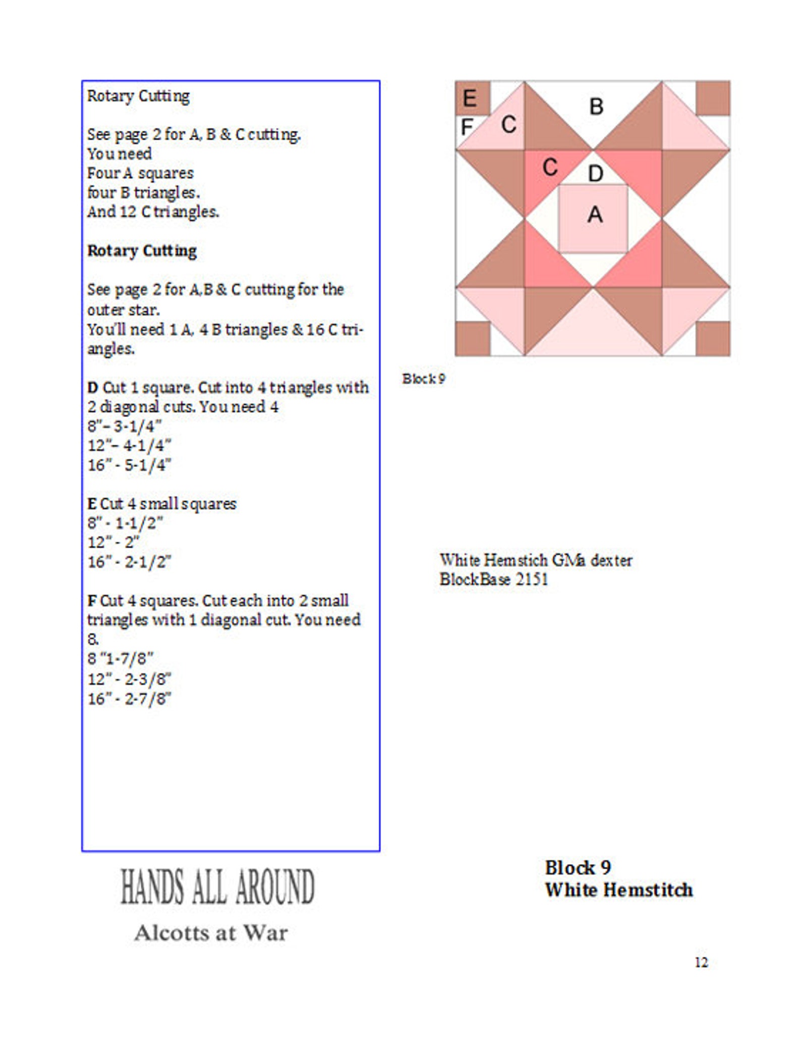 Hands All Around: Alcotts at War 12 Pieced Stars Inspired by Little ...