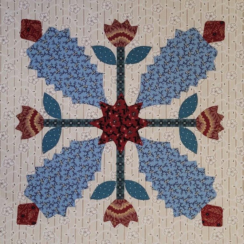 9 Traditional Applique Blocks in a Sampler Quilt Using the Dogtooth ...