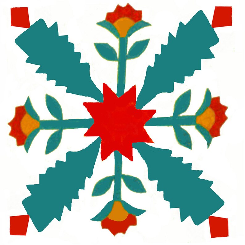 9 Traditional Applique Blocks in a Sampler Quilt Using the Dogtooth ...