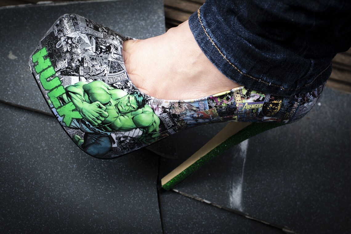 Custom INCREDIBLE HULK Inspired Comic Book Heels / Shoes - Etsy