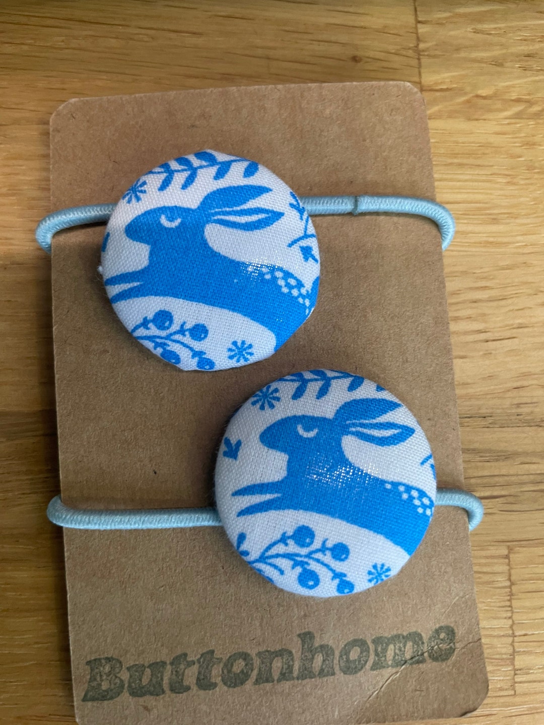 Handmade Button Hair Ties Rabbit Fabric - Etsy